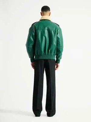 Balmain Shearling Lambskin Leather Bomber Jacket