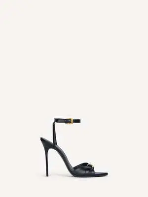 Balmain Anthem Stiletto Sandals With Gold Buckle Detail - Black