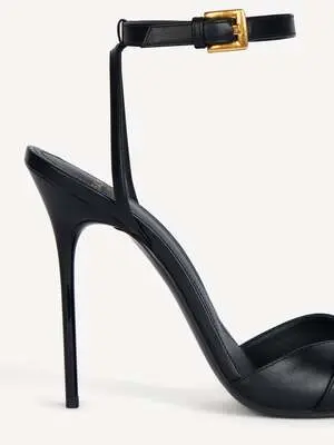 Balmain Anthem Stiletto Sandals With Gold Buckle Detail - Black