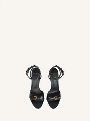Balmain Anthem Stiletto Sandals With Gold Buckle Detail - Black
