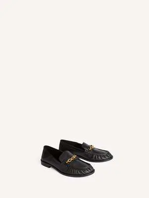 Balmain Sync Leather Loafers With Gold Chain Detailing - Black