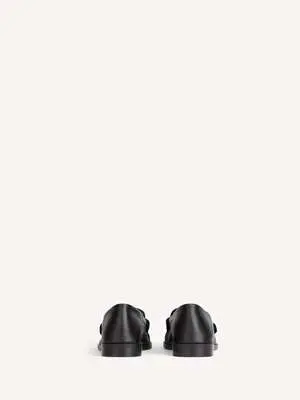 Balmain Sync Leather Loafers With Gold Chain Detailing - Black