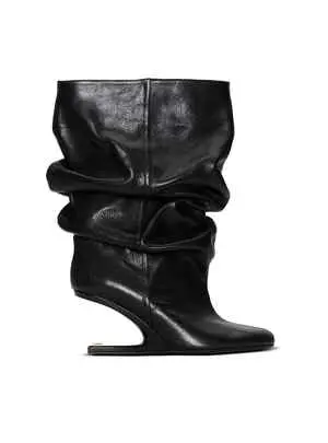 Balmain No Wedge Textured Leather Ankle Boots - Black