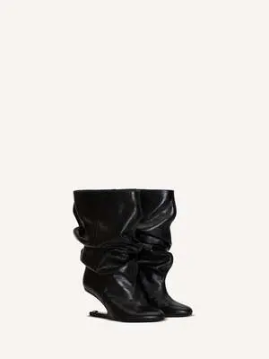 Balmain No Wedge Textured Leather Ankle Boots