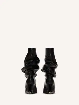 Balmain No Wedge Textured Leather Ankle Boots
