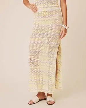 Splendid Eleni Stripe Knit Maxi Skirt - Lemon Drop Multi