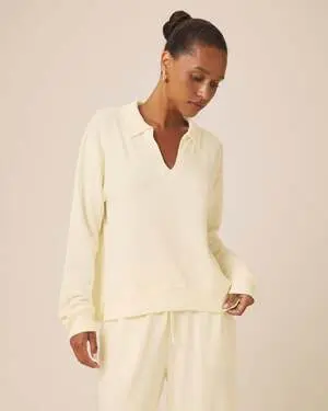 Splendid Supersoft Long Sleeve Polo - Lemon Drop