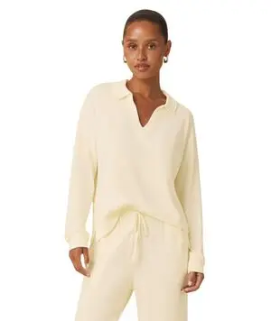 Splendid Supersoft Long Sleeve Polo - Lemon Drop