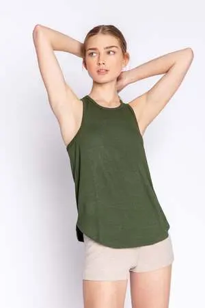 PJ Salvage Recycled Racerback Tank Top With Picot Trim