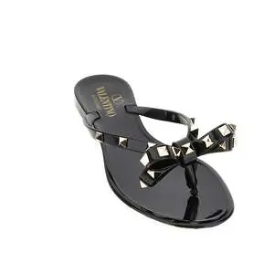 Valentino Garavani Rockstud Rubber Thong Slides - Black