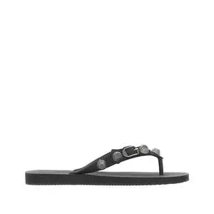 Balenciaga Cagole Rubber Thong Slides - Black