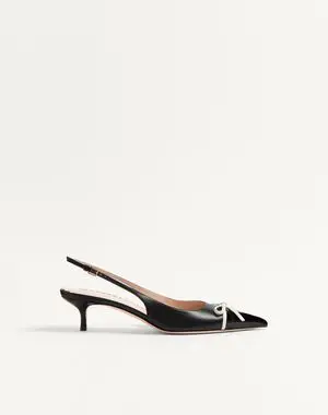 Valentino Garavani Bepointy Slingback Pumps In Patent Leather And Kidskin - Black/ivory