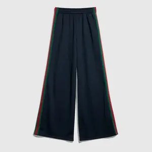Gucci Rib Cotton Jersey Leisure Pants With Web - Blue