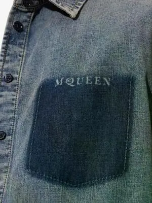 Alexander McQueen Logo Embroidered Denim Shirt