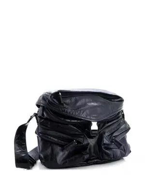 Prada Slanted Double Pocket Soft Calf Shoulder Bag - Black