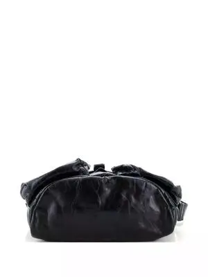 Prada Slanted Double Pocket Soft Calf Shoulder Bag - Black