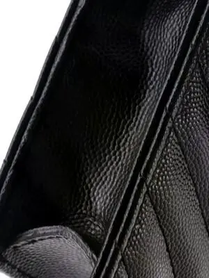 Saint Laurent Matelassé Chevron Leather Monogram Wallet On Chain - Black