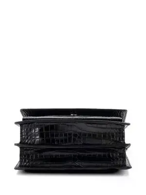 Saint Laurent Medium Croc Effect Leather Bag - Black
