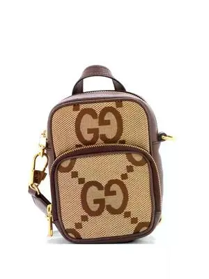 Gucci Jumbo Gg Canvas Mini Crossbody Bag With Web Detail