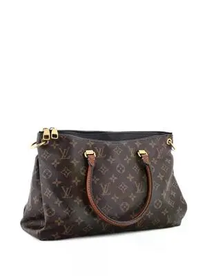 LOUIS VUITTON Pallas Tote Monogram Canvas With Leather Shoulder Bag - Black