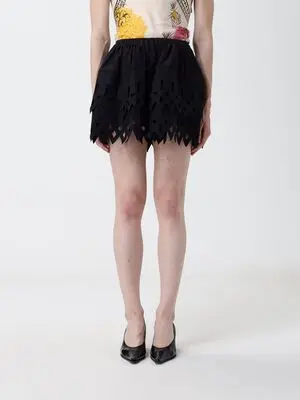 Blumarine Cotton Blend Mini Skirt With Wavy Hem