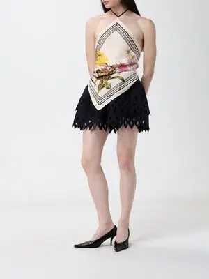 Blumarine Cotton Blend Mini Skirt With Wavy Hem