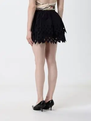 Blumarine Cotton Blend Mini Skirt With Wavy Hem