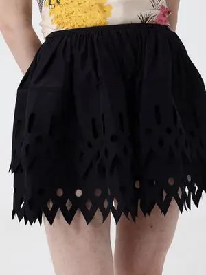Blumarine Cotton Blend Mini Skirt With Wavy Hem