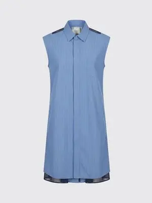 Sacai Striped Cotton Blend Shirt Dress