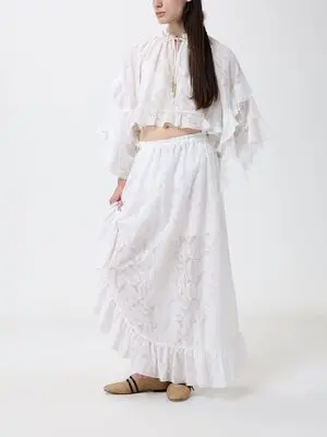 Zimmermann Ruffled Floral Cotton Blend Maxi Skirt