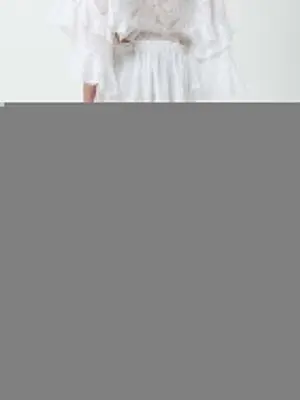 Zimmermann Ruffled Floral Cotton Blend Maxi Skirt