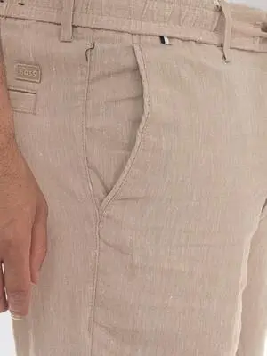BOSS Slim Fit Linen Blend Chino Trousers - Beige