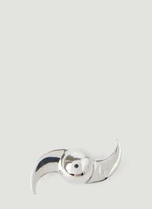 Raf Simons Space Spinner Brooch With Logo Cut-out - Silver