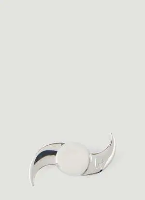 Raf Simons Space Spinner Brooch With Logo Cut-out - Silver