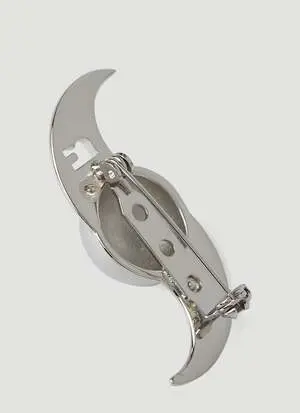 Raf Simons Space Spinner Brooch With Logo Cut-out - Silver