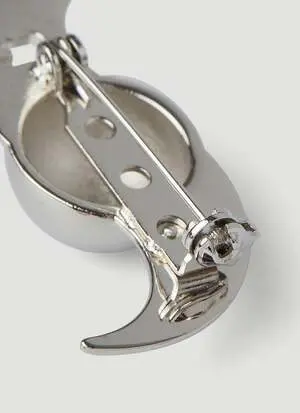 Raf Simons Space Spinner Brooch With Logo Cut-out - Silver