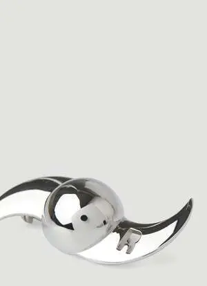 Raf Simons Space Spinner Brooch With Logo Cut-out - Silver