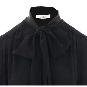 Chloé Maxi Gathered Lavallière Blouse In Crêpe De Chine