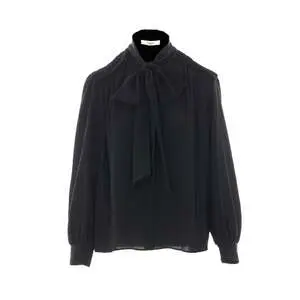 Chloé Maxi Gathered Lavallière Blouse In Crêpe De Chine - Black