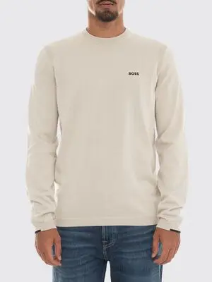 BOSS Slim Fit Cotton Crewneck Jumper - Beige