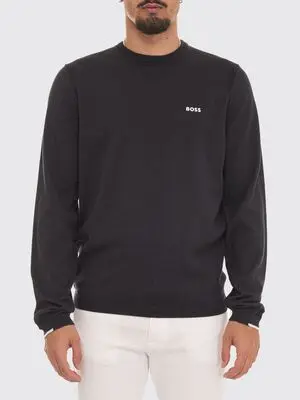 BOSS Slim Fit Cotton Crewneck Jumper - Blue