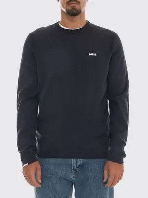 BOSS Slim Fit Cotton Crewneck Jumper - Blue