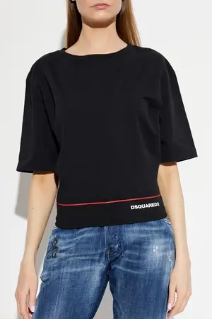 Dsquared2 Cotton Logo T-shirt With Red Line Detail