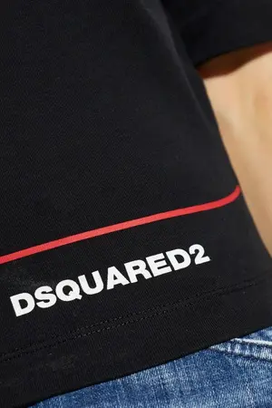 Dsquared2 Cotton Logo T-shirt With Red Line Detail