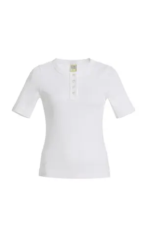 FLORE FLORE Jess Cotton Henley T-shirt - White