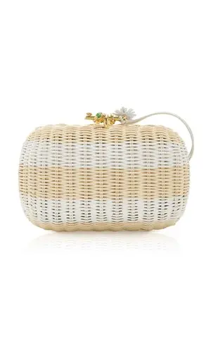 Bottega Veneta Striped Wicker Clutch With Knotted Detail