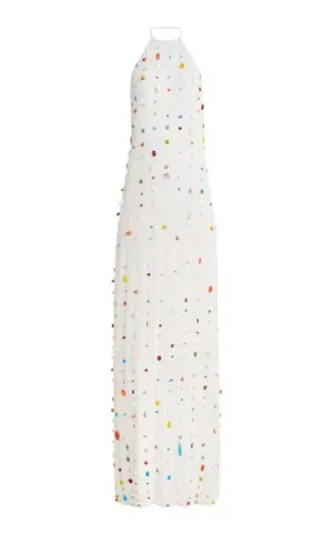 Bernadette Francine Embroidered Maxi Halter Dress - Multi