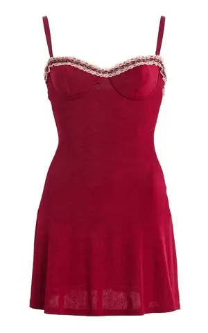 MIRROR PALAIS Ruffled Chiffon Mini Dress - Red