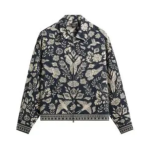 Kith Cupro Linen Connor Blouson Jacket 'nocturnal - Blue