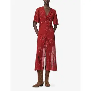 ALLSAINTS Mollie Floral-print Chiffon Midi Dress